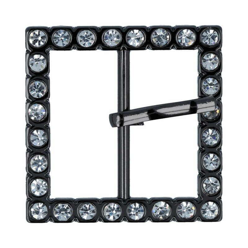 GB 1202 квадратная пряжка со стразами Micron 40x40 мм №06 черный никель прозрачный