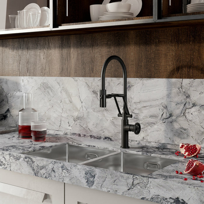 Смеситель д/кухни IDDIS с гибким изливом, черный матов GRABLFLi05 с гибким изливом, черный матов