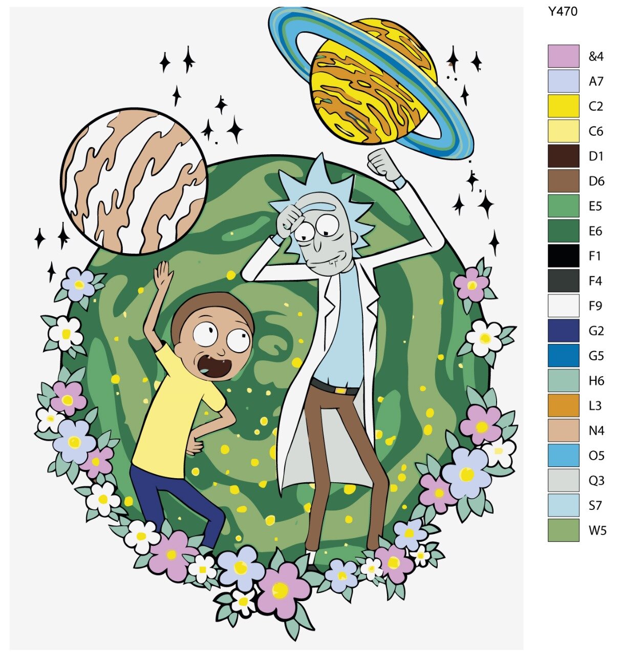 Картина по номерам Y-470 "Счастливые Рик и Морти. Мультсериал Рик и Морти" 40х50