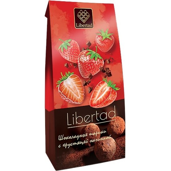 Шоколадные шарики Libertad с хрустящей начинкой со вкусом клубники 60 г (новый дизайн)