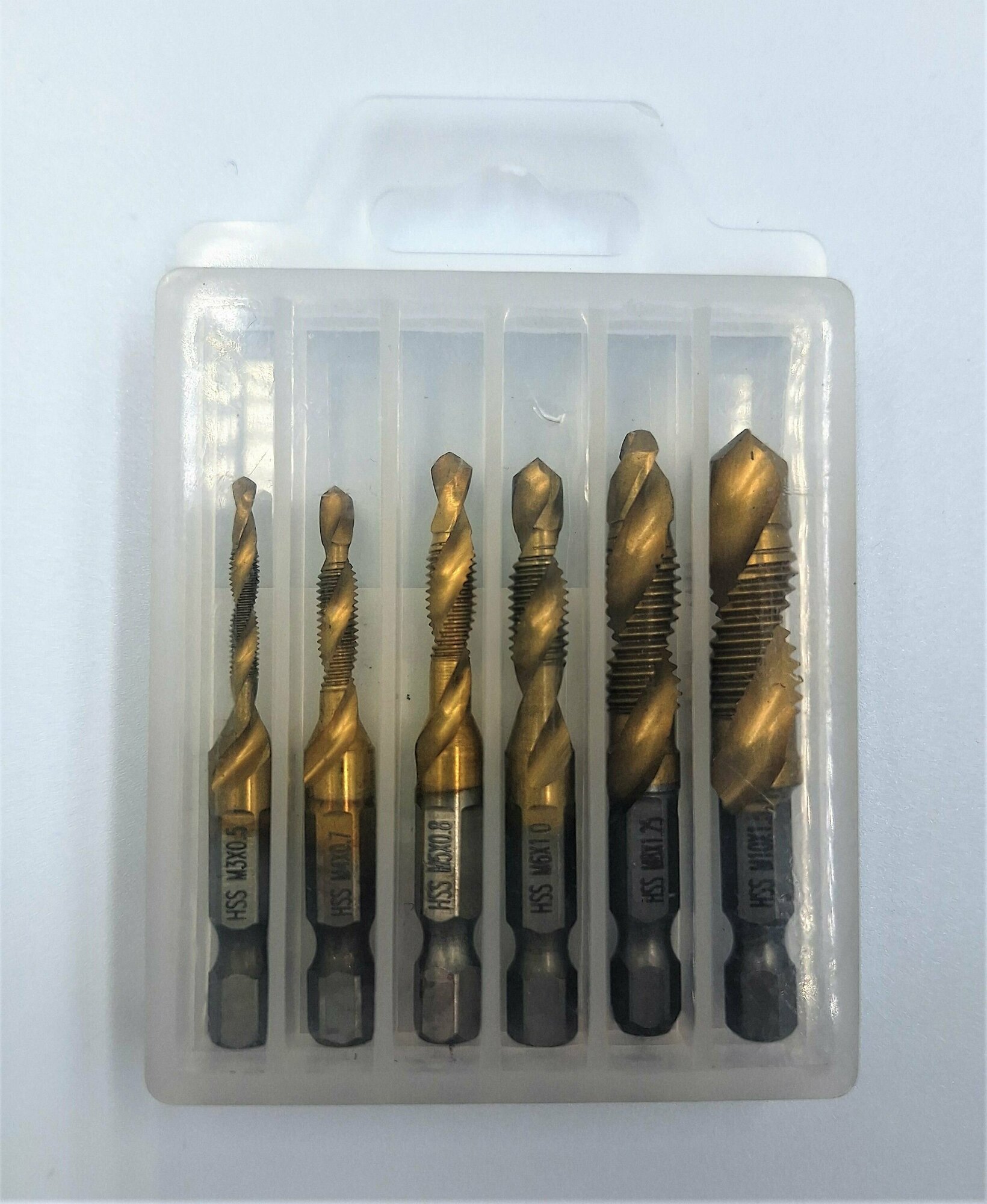Набор сверл-метчиков с титановым покрытием из быстрорежущей стали, 3,4,5,6,8,10 мм