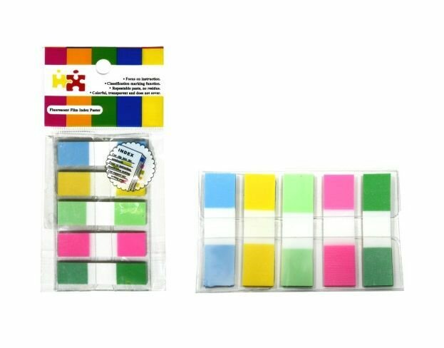 Набор цветных стикеров-разделителей с липким краем - размер 12х45мм / 5 цветов - 2 штуки