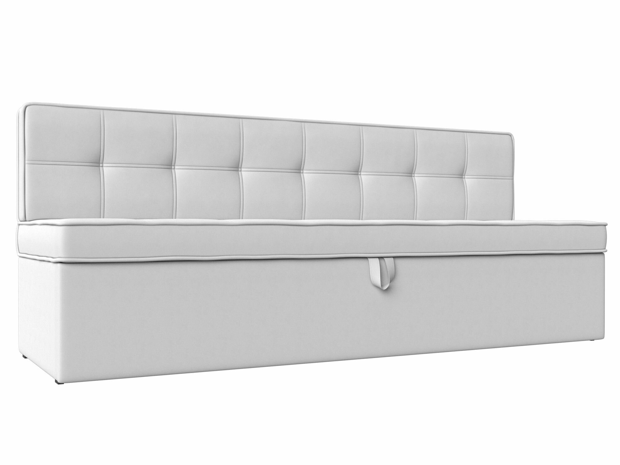 Диван кухонный прямой Техас, экокожа, механизм дельфин, белый, 184x64x83см. Хит Диванов