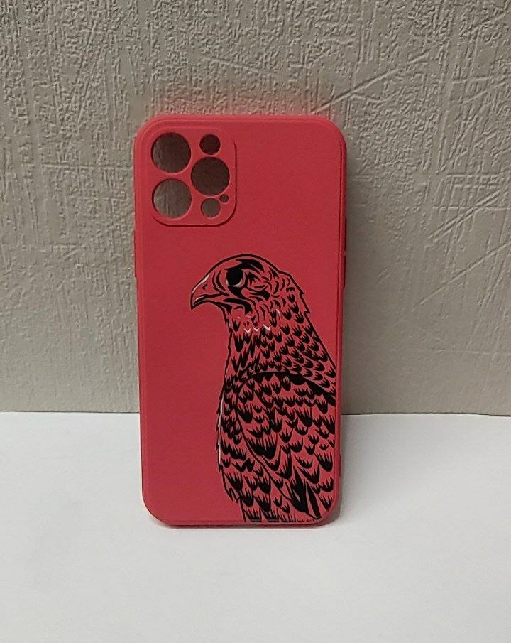 Чехол iPhone 12 pro / айфон 12 про закрытая камера красный с орлом