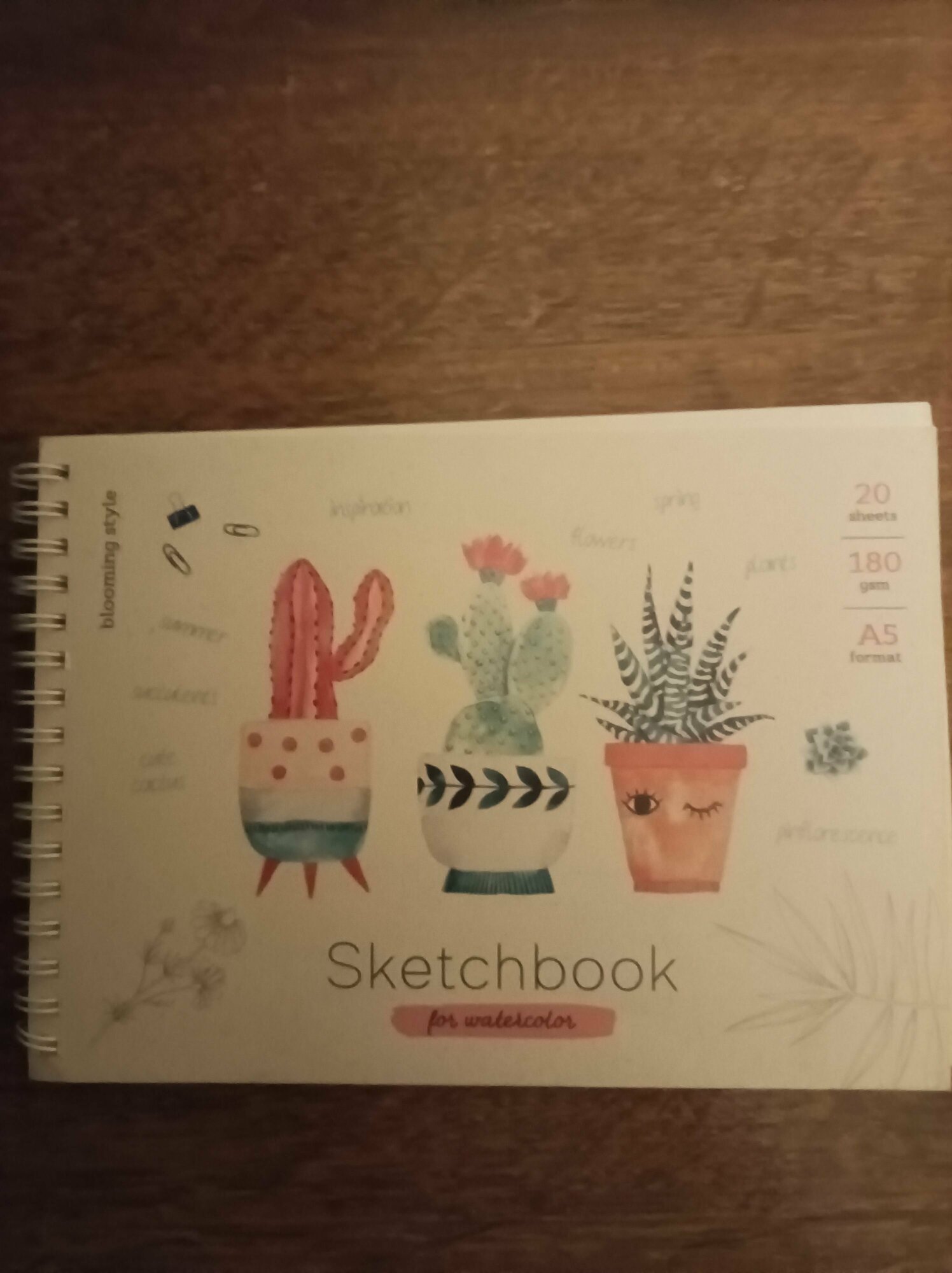 Скетчпад "Cute plants" для акварели А5 20л. 200г/м2