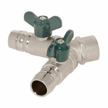 Кран шаровой с переходом для шланга Y-образный 1/2' - 14