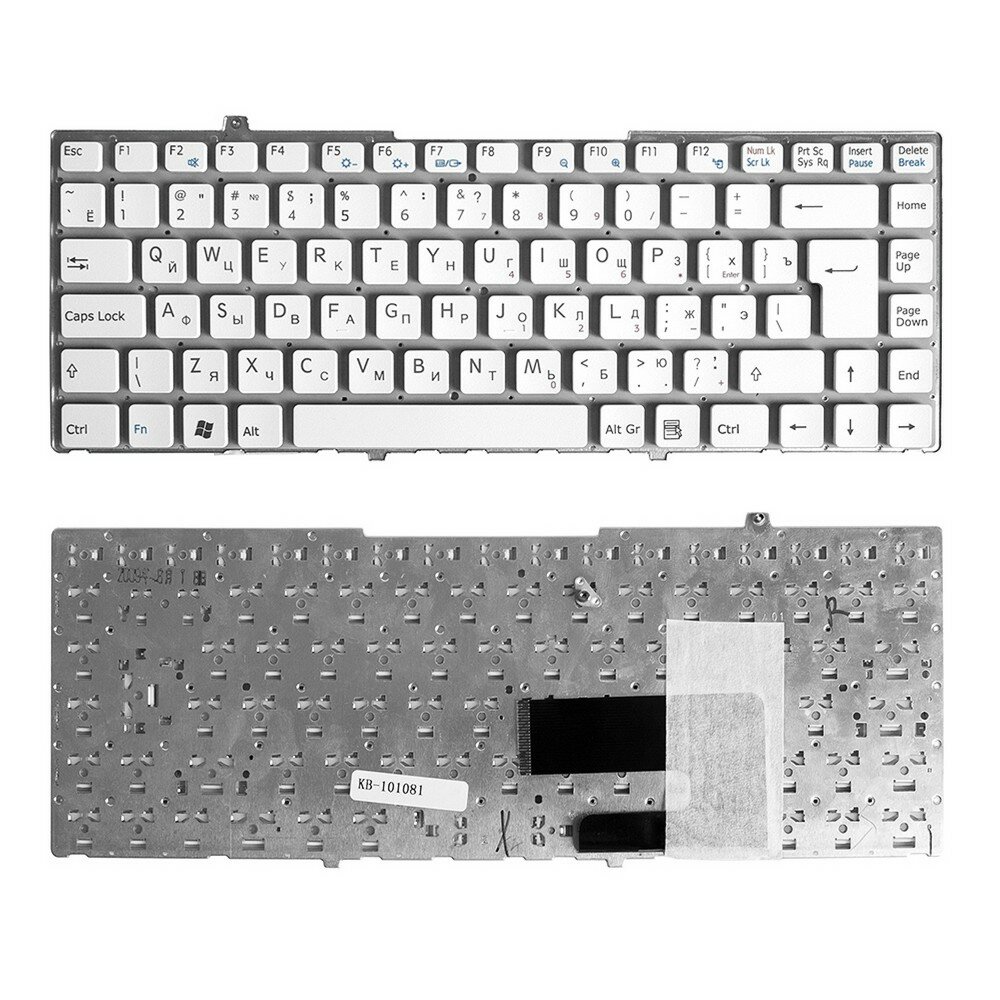 Клавиатура Sony VGN-FW, VGNFW белая без рамки (Новый)