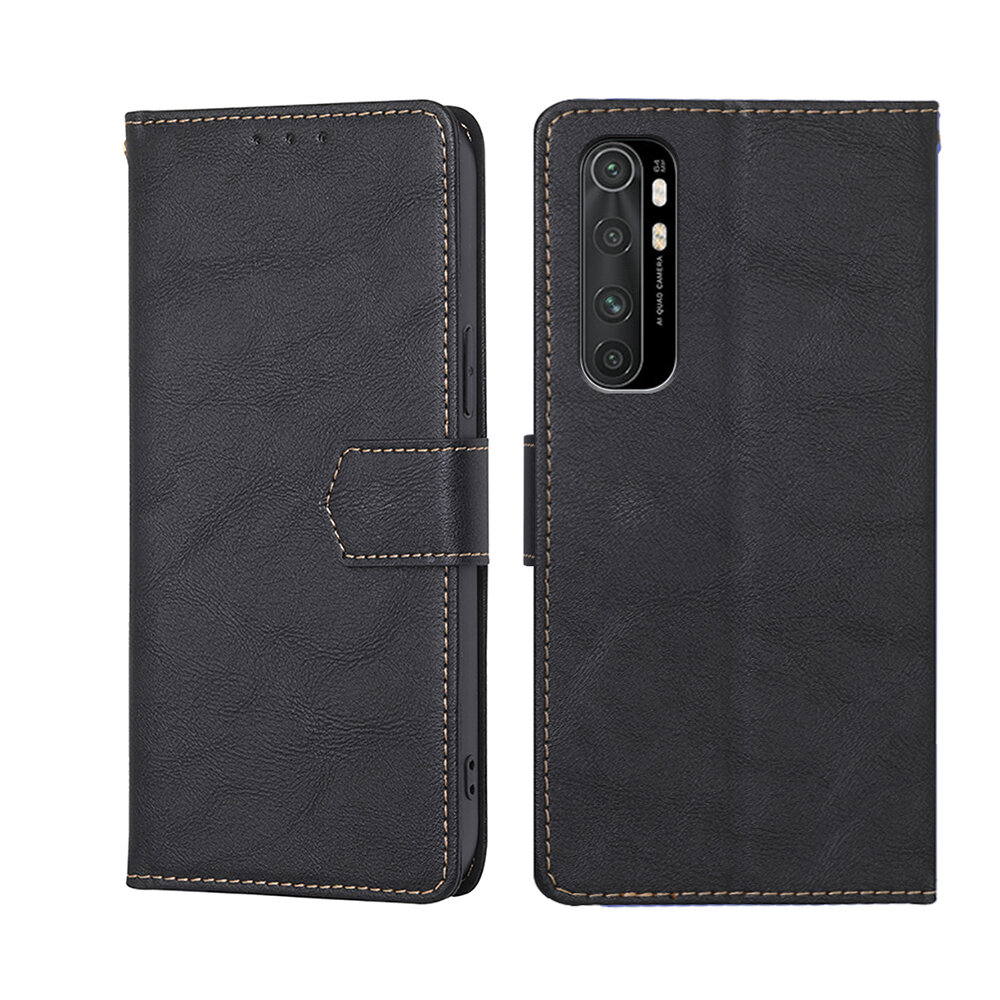 Чехол-книжка MyPads для Xiaomi Mi Note 10 Lite / Сяоми Ноте 10 Лайт телячья кожа (черный)