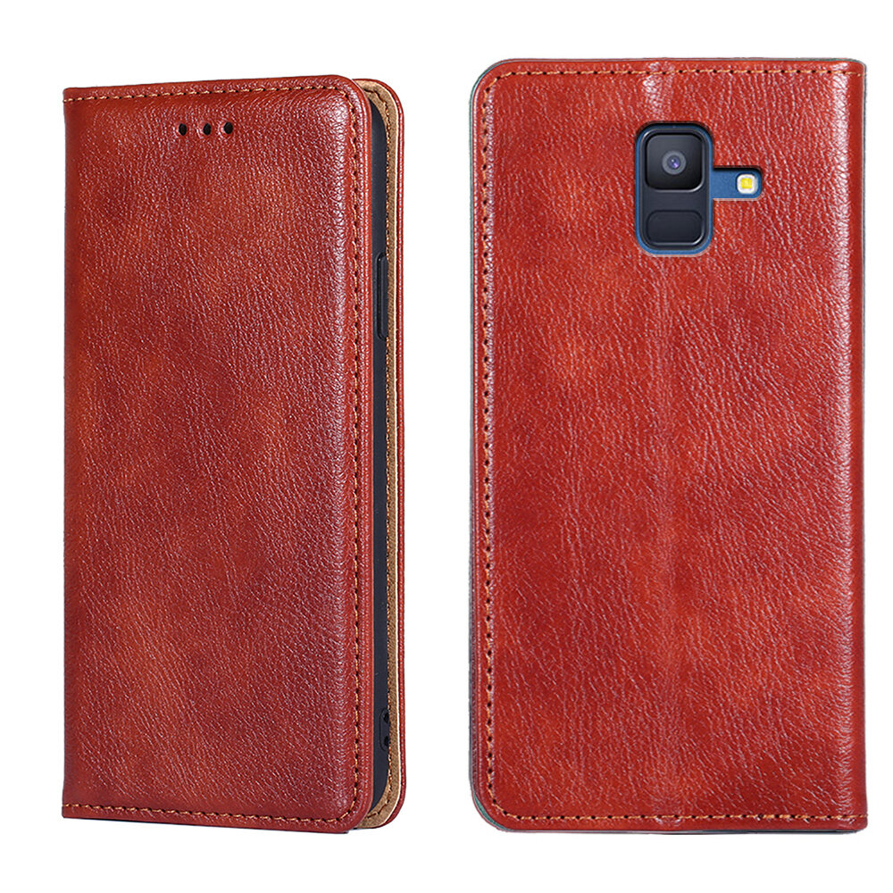 Чехол-книжка MyPads для Samsung Galaxy A6 (SM-A600F) / Самсунг А6 2018,(коричневый)