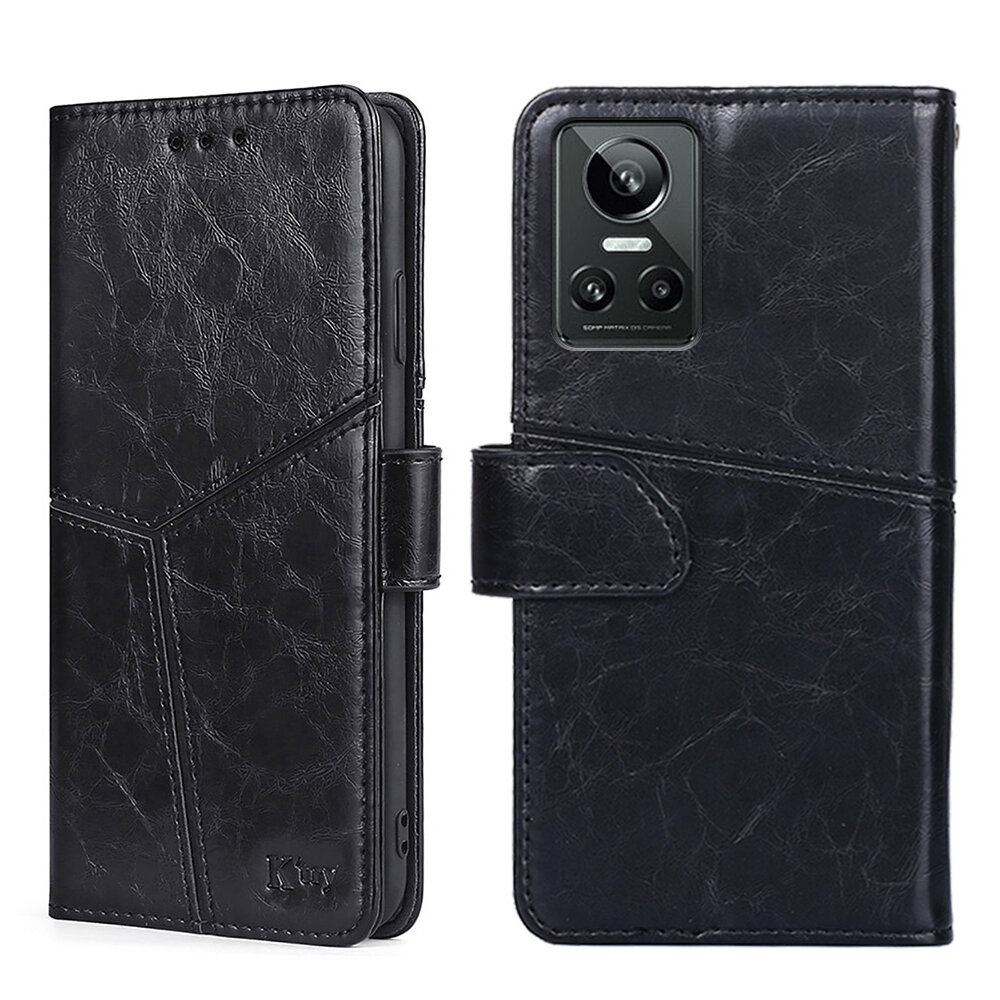 Чехол-книжка MyPads для Realme GT Neo 3 / Реалми GT Нео 3, объединяет геометрию (черный)