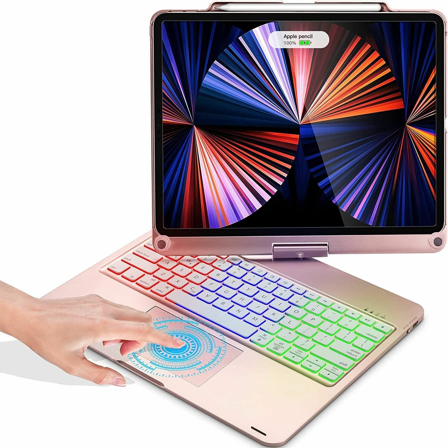Чехол-Клавиатура MyPads Magic Keyboard для iPad Pro 12.9 дюйма Gen 3-6, Русская/Английская раскладка