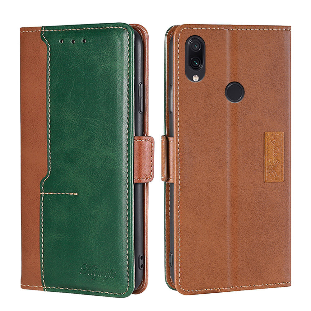 Чехол-книжка MyPads для Xiaomi Redmi Note 7/7 Pro / Редми Нот 7 Про (Зеленый + коричневый)