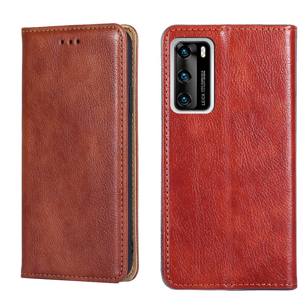 Чехол-книжка MyPads для Huawei P40 / Хуавей P40,(коричневый)