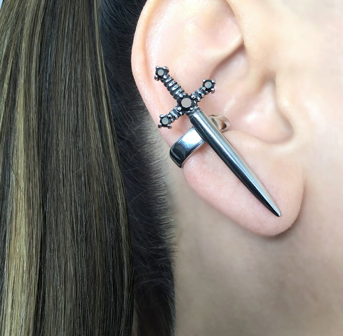 Серьги-трансформеры, славянский оберег, циркон, фианит, металл