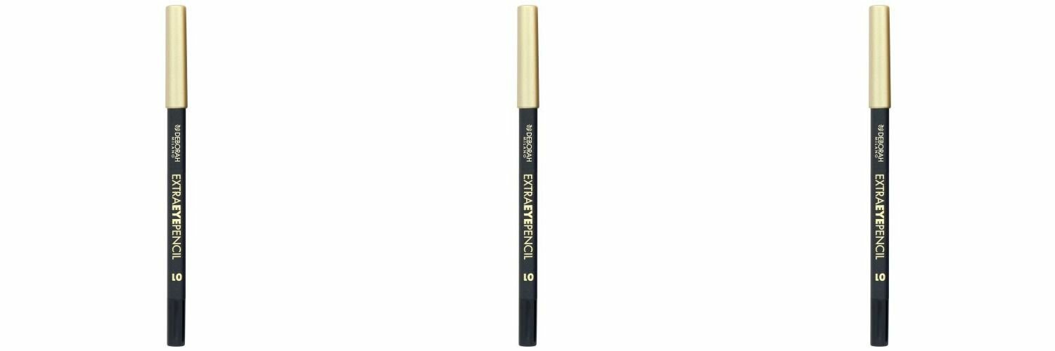 Deborah Milano Карандаш для век Extra Eye Pencil, тон 01 черный, 1.5 г, 3 шт
