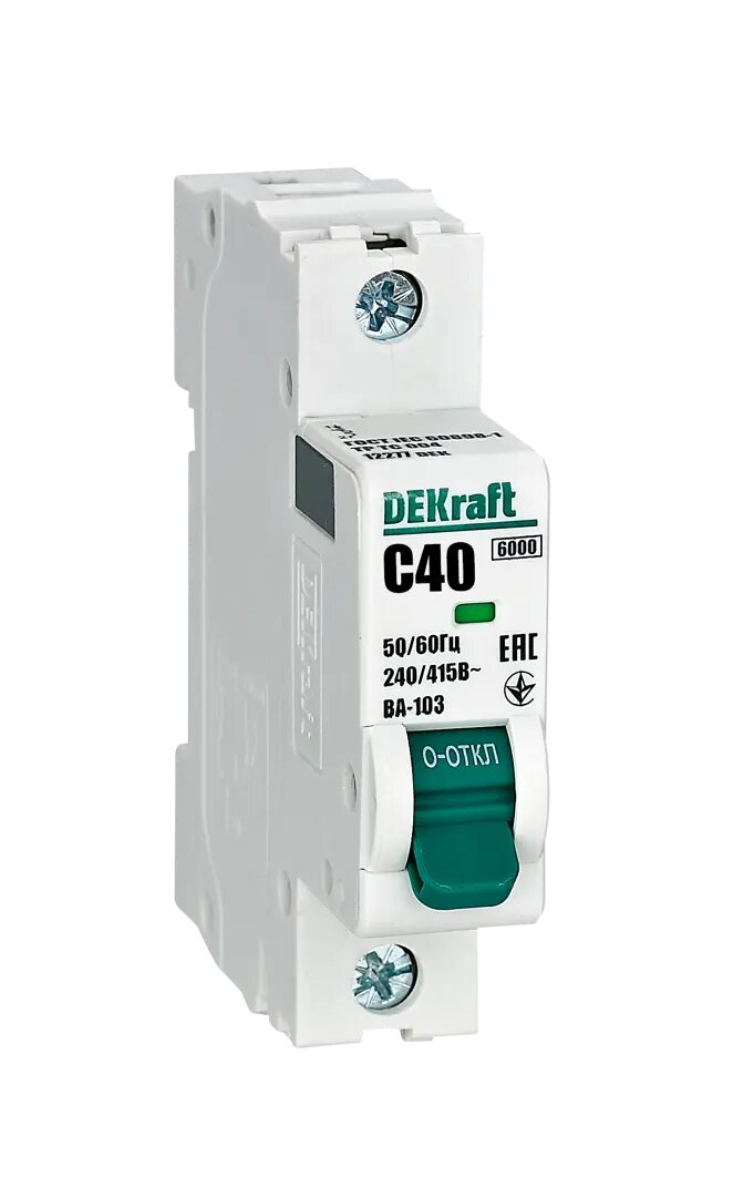Автоматический выключатель Dekraft ВА-103 1P C40 А 6 кА