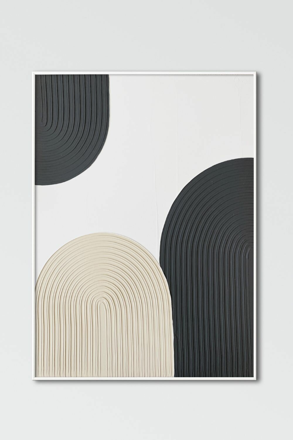 Картина на стену рельефная DECORMARKT Арки бежевые и черные, в белой рамке 50х70 см