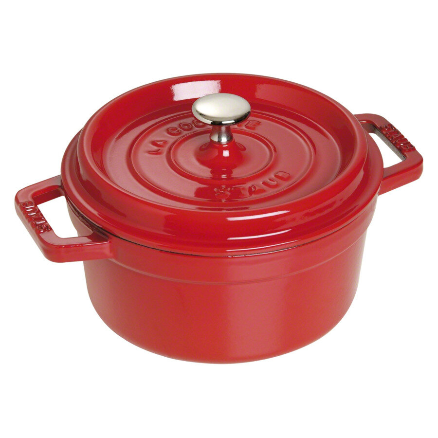Кастрюля Staub 22 см, 2,6 л, чугун, вишневый, премиум качество, элитная