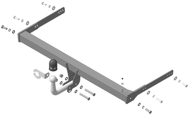 Фаркоп для Volkswagen Tiguan, Skoda Kodiaq, Yeti, Audi Q3 (оцин. шар)(без электрики) V101A
