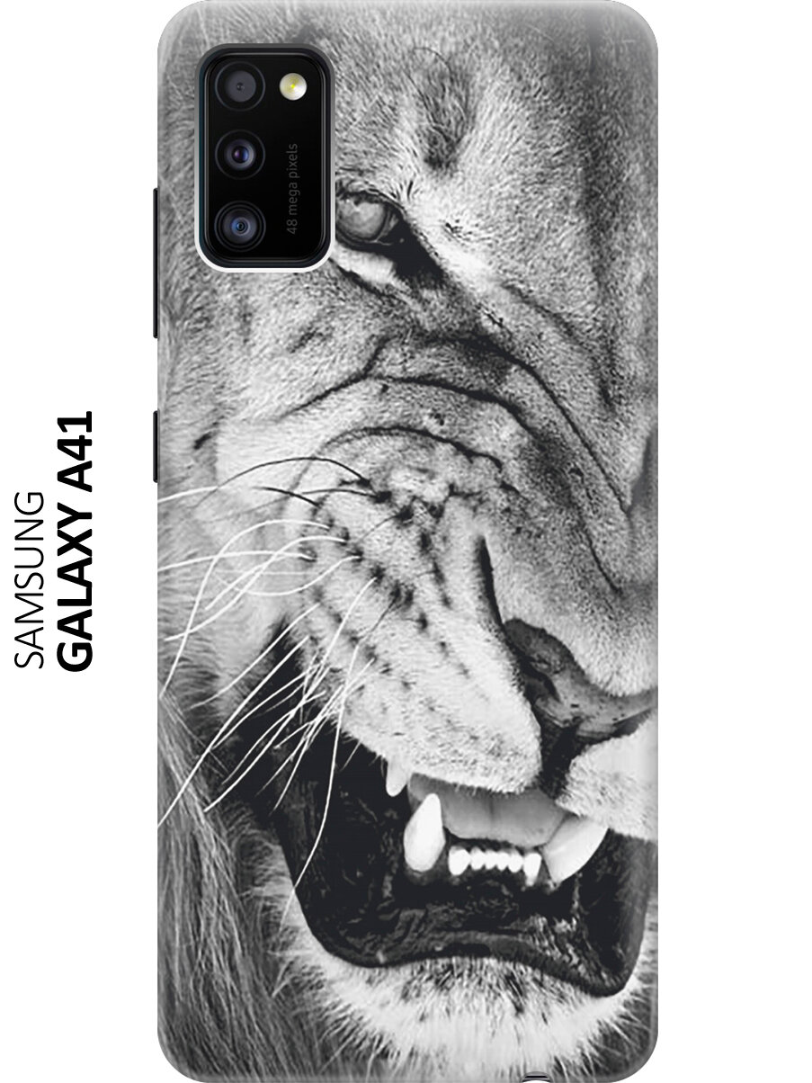 Силиконовый чехол на Samsung Galaxy A41 / Самсунг А41 с принтом "Скалящийся лев"