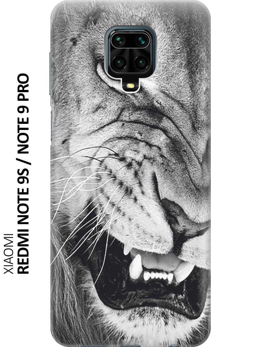 Силиконовый чехол на Xiaomi Redmi Note 9s / Note 9 Pro / Сяоми Редми Ноут 9с / Ноут 9 Про с принтом "Скалящийся лев"