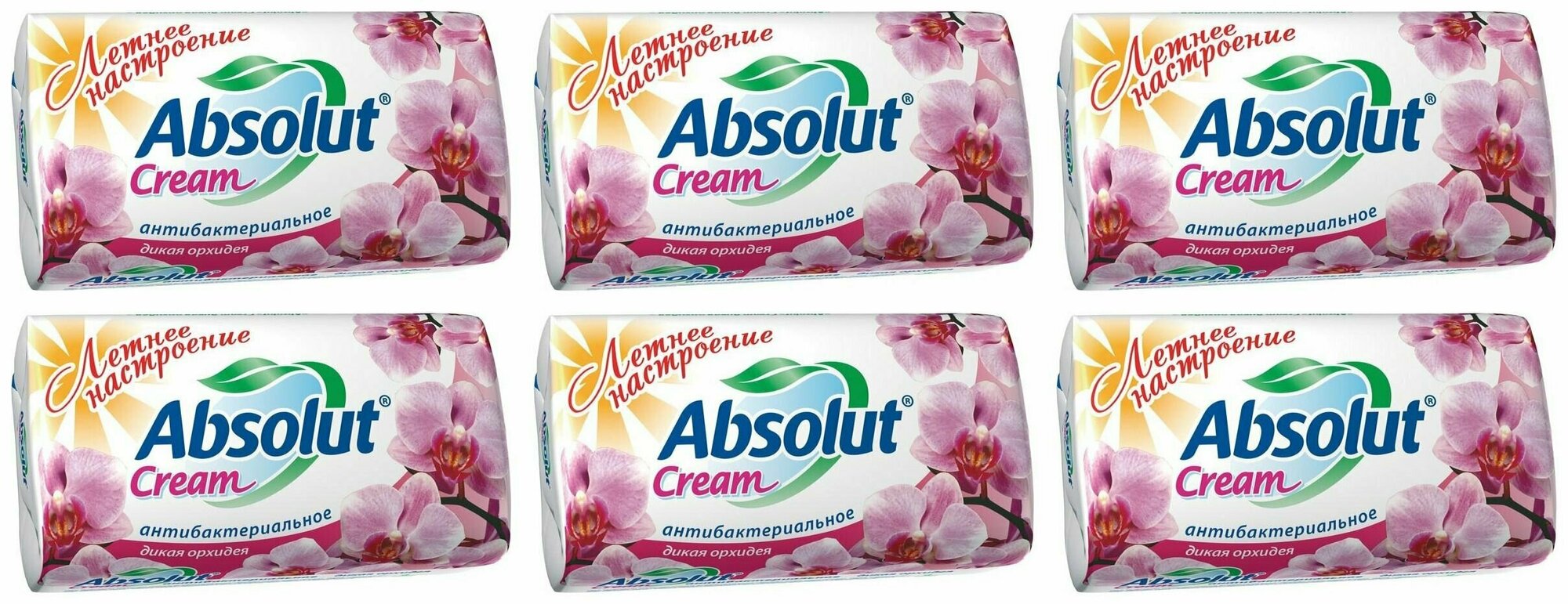 Absolut Мыло твердое Дикая орхидея, антибактериальное, 90 г, 6 шт
