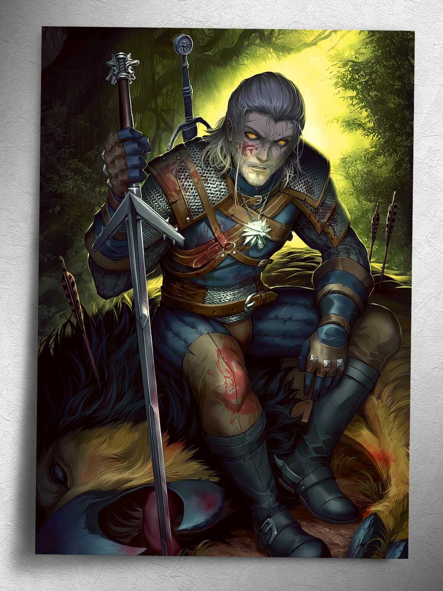 Постер: Ведьмак в аниме стиле (the Witcher)