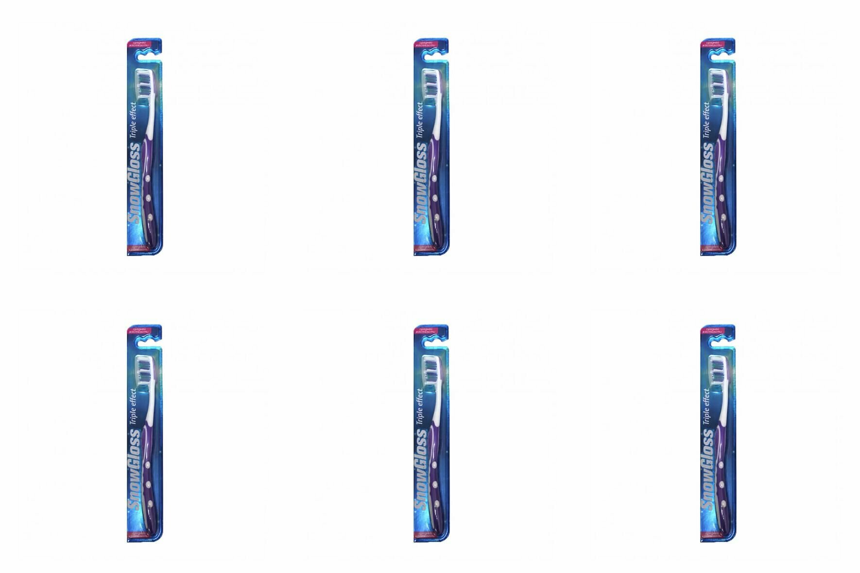 SnowGloss Зубная щётка Triple Effect, средней жёсткости, 6 шт.