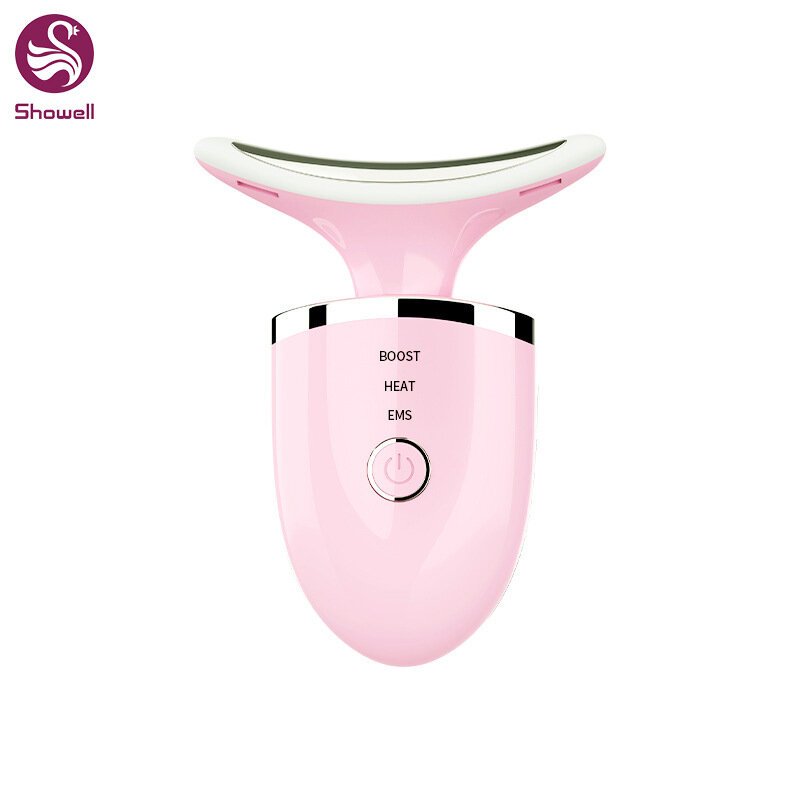 Ролик для омоложения кожи EMS с микротоками и вибрацией, устройство для подтяжки и укрепления шеи, многофункциональный массажный прибор с изогнутой формой для красоты