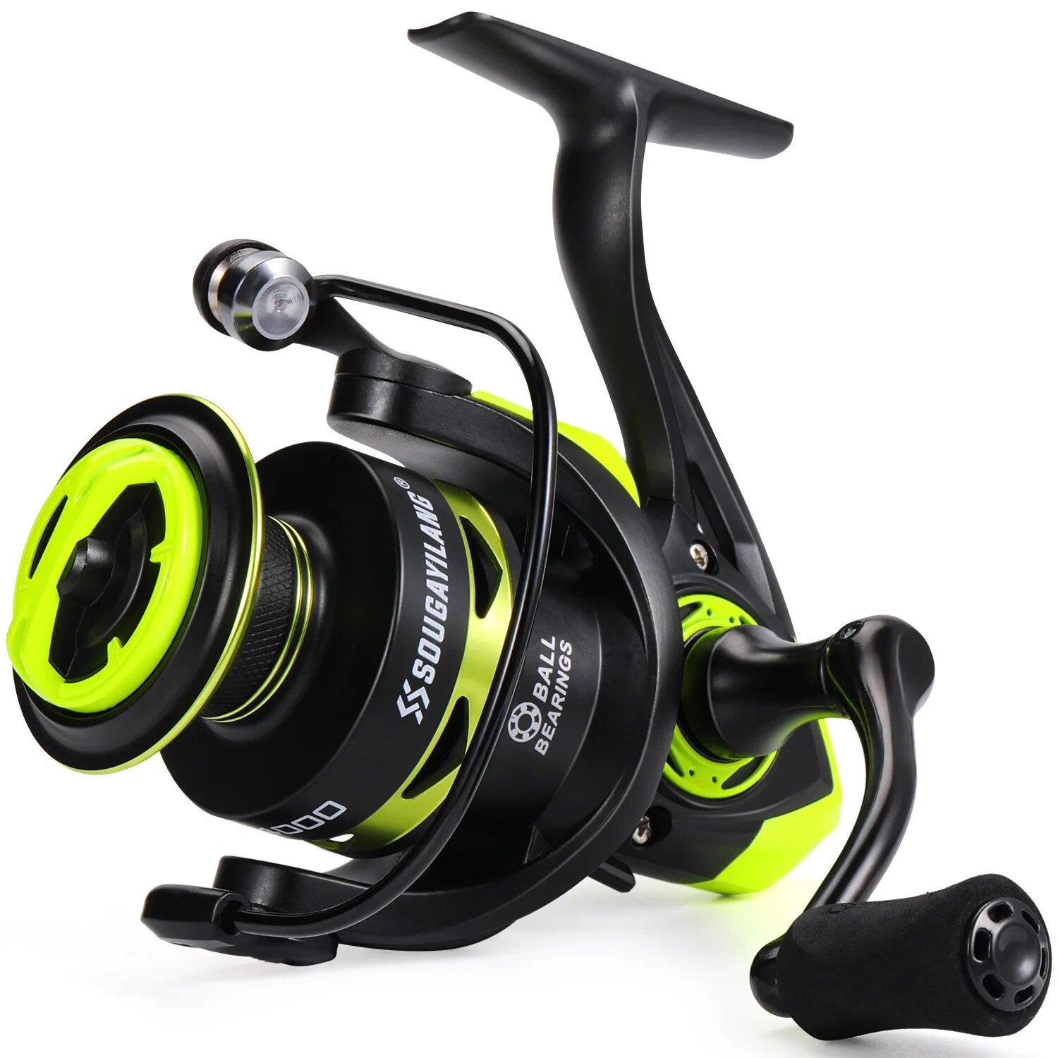 Спиннинговая Рыболовная Катушка Sougayilang С Ручкой Из EVA, Металлическим Передаточным Yellow Green