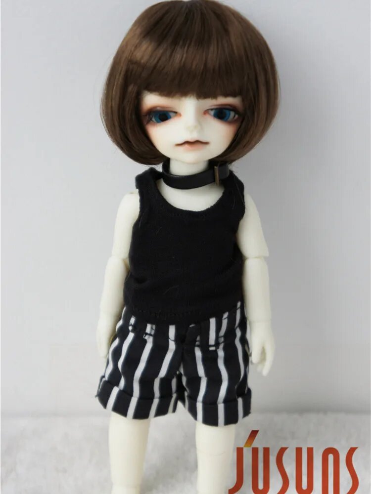 Кукла BJD, черная футболка, полосатые шорты, Medium Brown SM4
