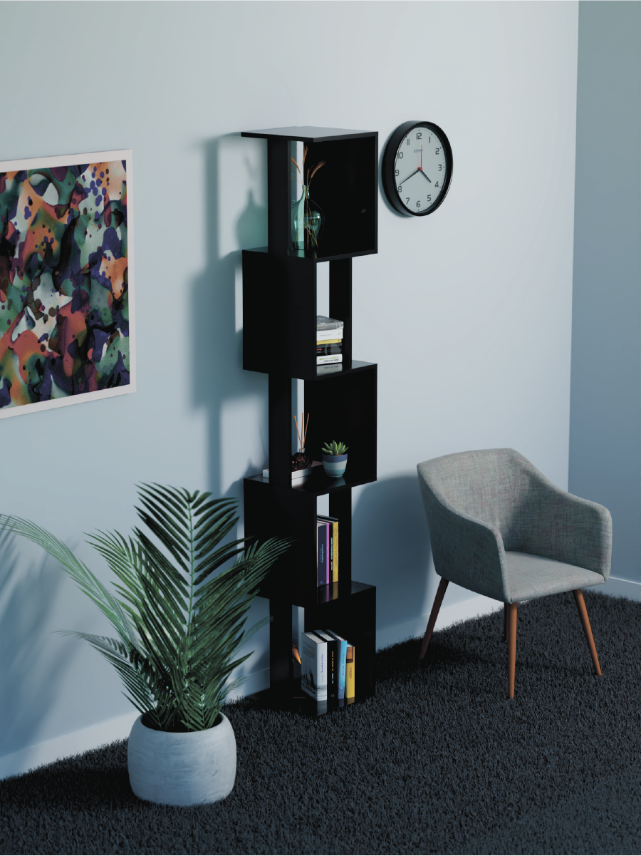 Стеллаж деревянный 5 полок от бренда "Мебель от Прудникова", черного цвета, ЛДСП