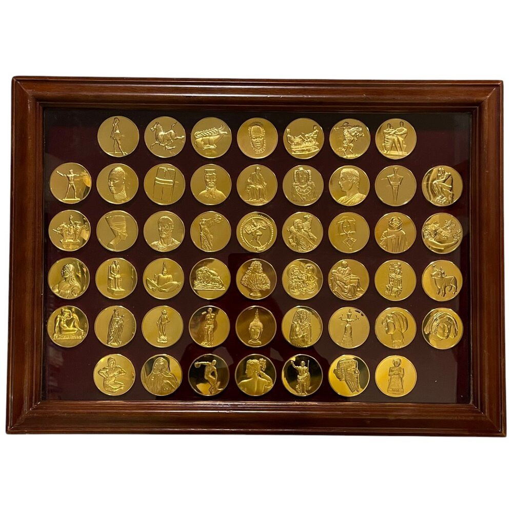 США, комплект медалей Franklin Mint "Великие шедевры скульптуры" 50 штук 1981-1990 гг. (в коробке)
