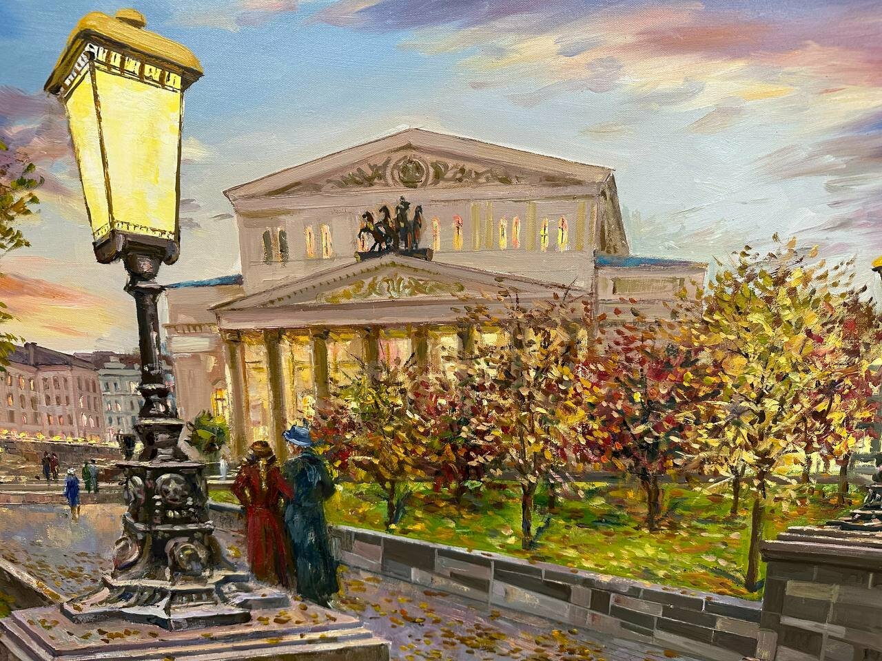 Картина маслом, городской пейзаж "Москва. Большой театр" 1