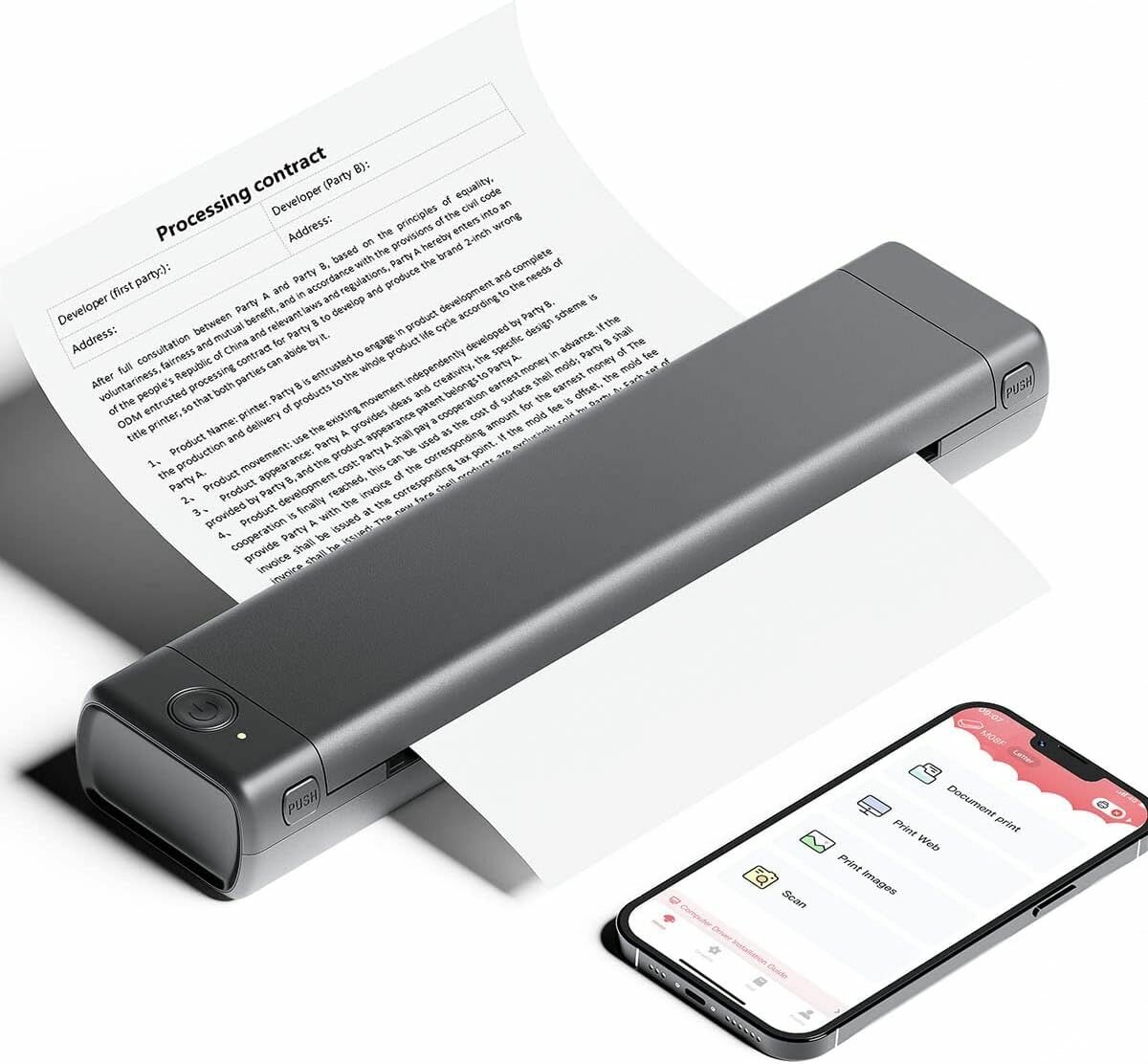 Портативный термопринтер Phomemo M08F, серый