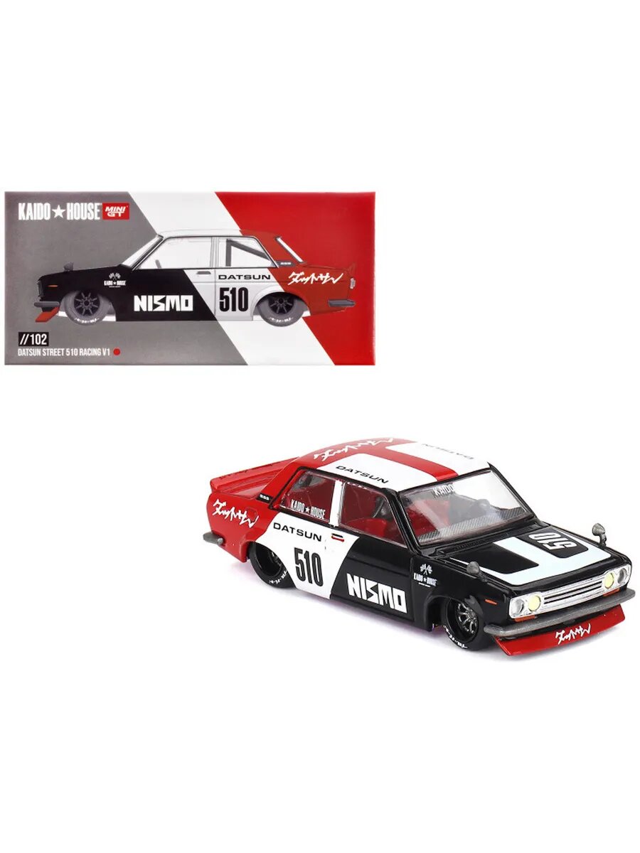 Коллекционная Premium машинка KAIDO HOUSE x Mini GT Datsun Street 510 Racing V1 (year 2024, KHMG102)