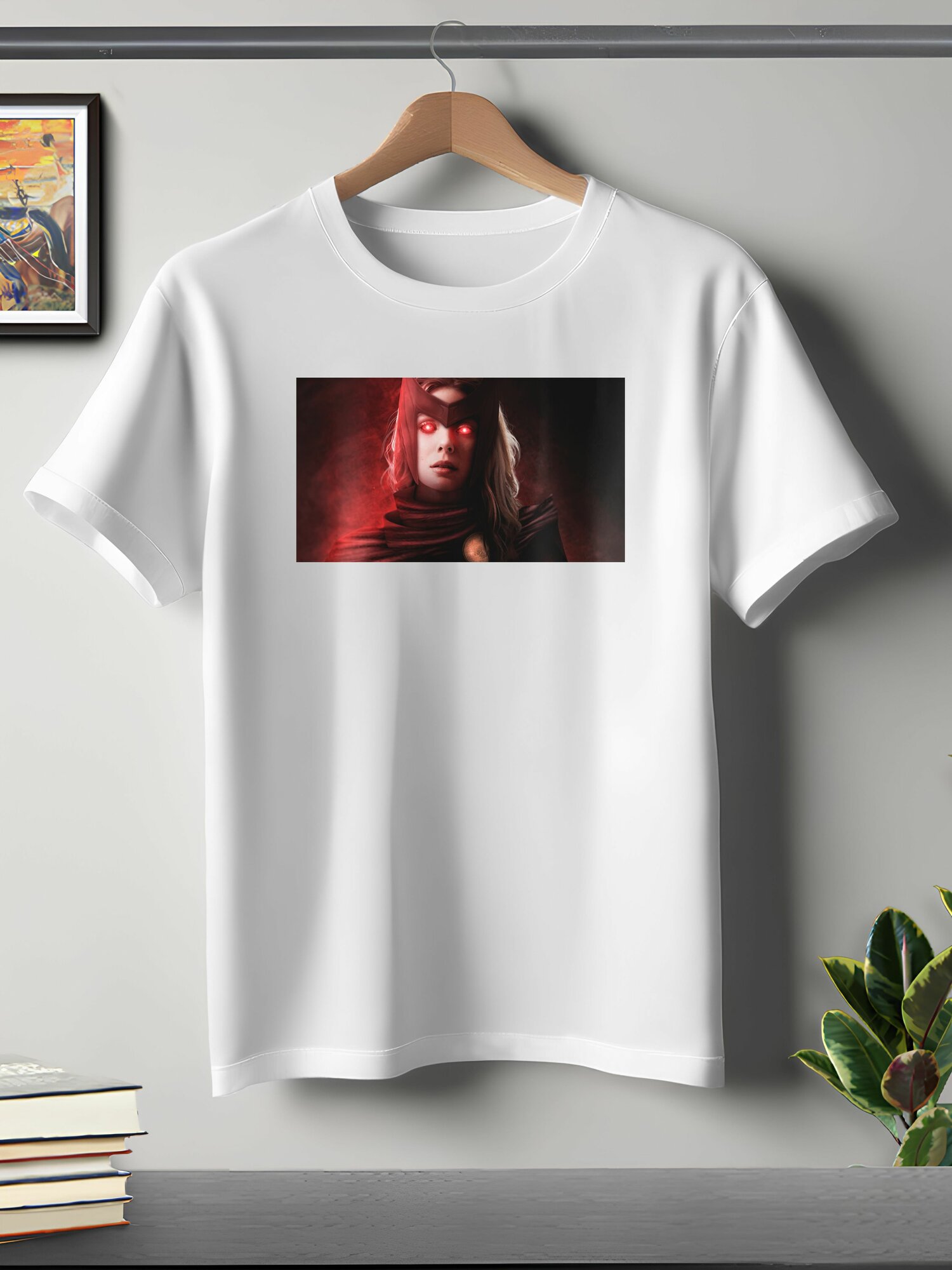 Футболка ONEQ унисекс 48-50 (L) размер с принтом Алая Ведьма, белая