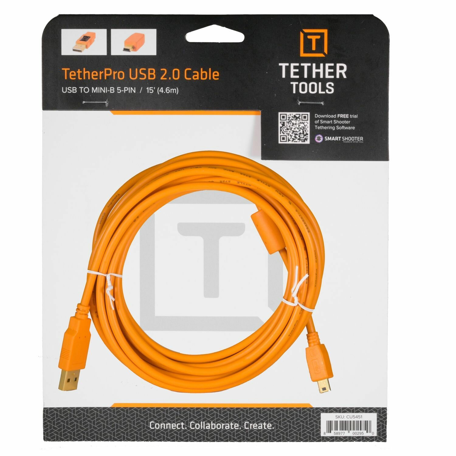 Кабель Tether Tools TetherPro USB 2.0 to Mini-B 5-Pin 4.6m Orange [CU5451]