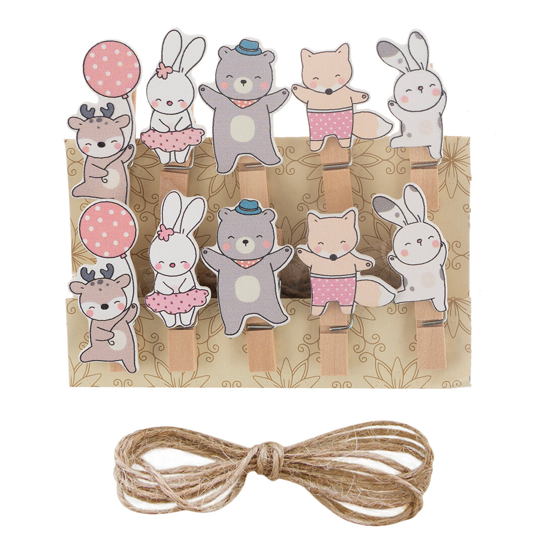 Декоративные прищепки, Веселые зверята, 3,5 см, Ассорти, 10 шт.