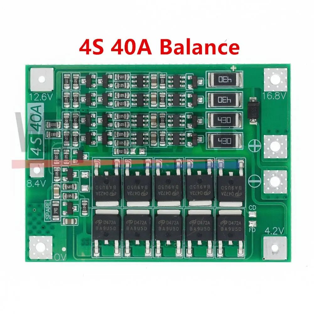 Плата защиты Li-Ion 4S 40A Balance, цвет 4