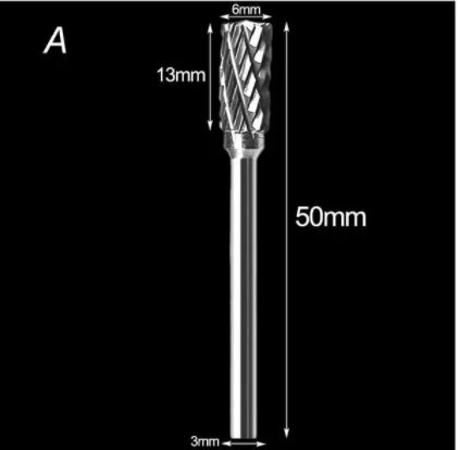 Фрезы из карбида вольфрама с хвостовиком 3 мм, вращающийся инструмент, заусенцы, двойная Алмазная Бриллиантовая фреза, металлическое дерево, электрическое шлифование Milling Cutter A 1pc