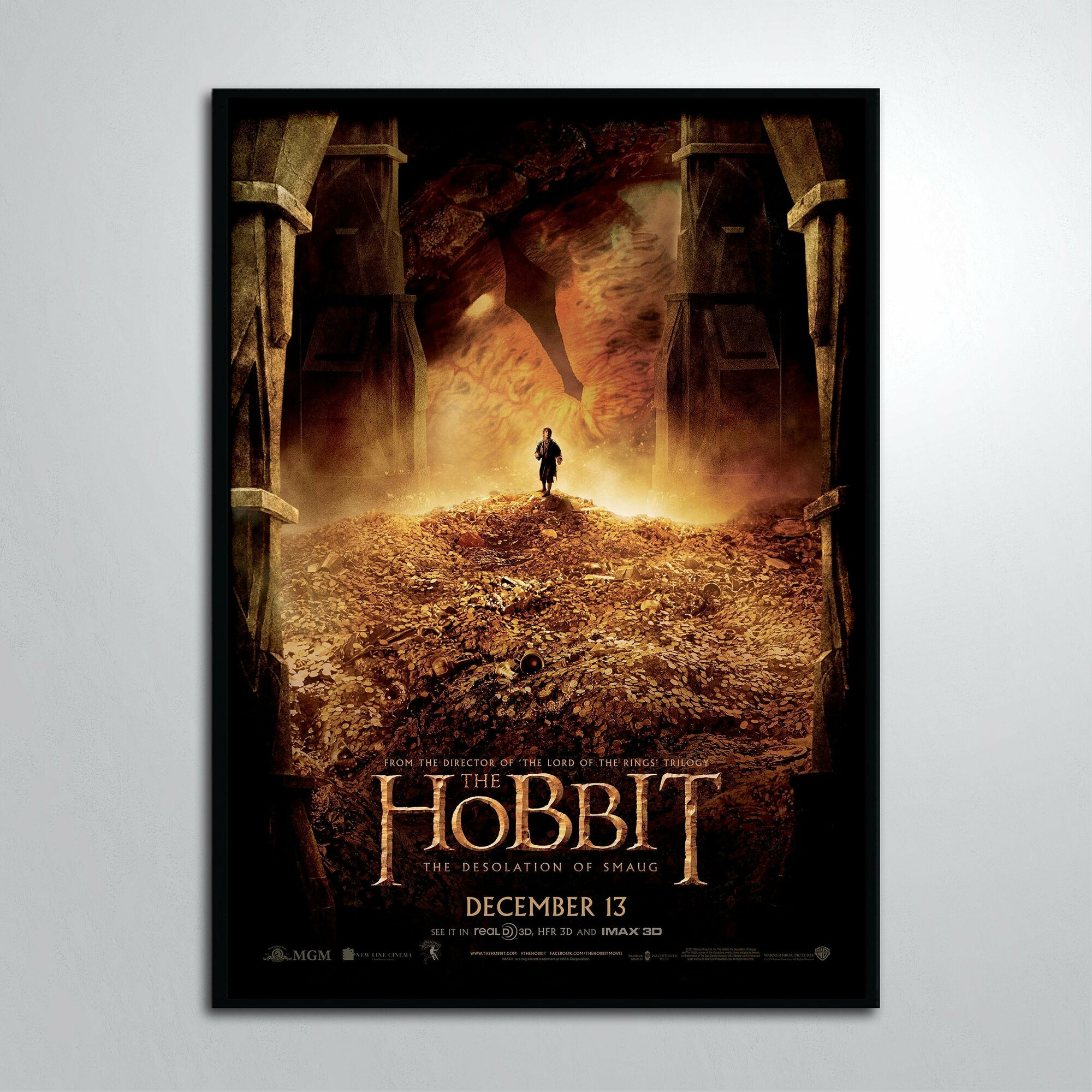 Постер без рамы/ Хоббит Пустошь Смауга Золото 30х40 см