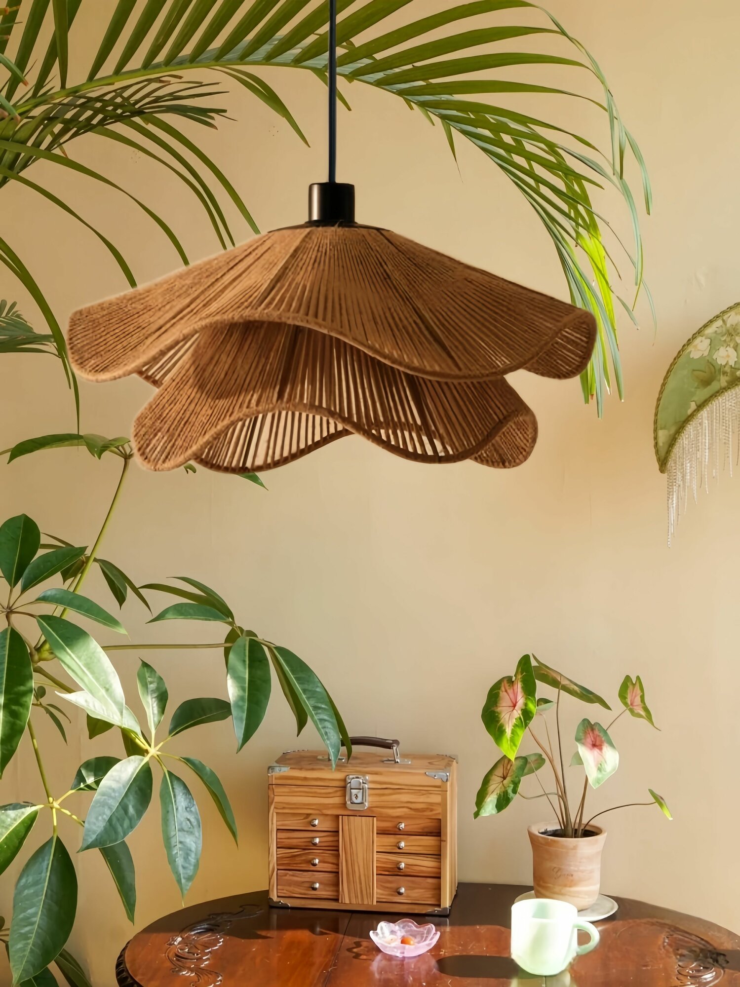 Люстра плетеная Подходит для гостиной, столовой, кухни E27 50*23CM