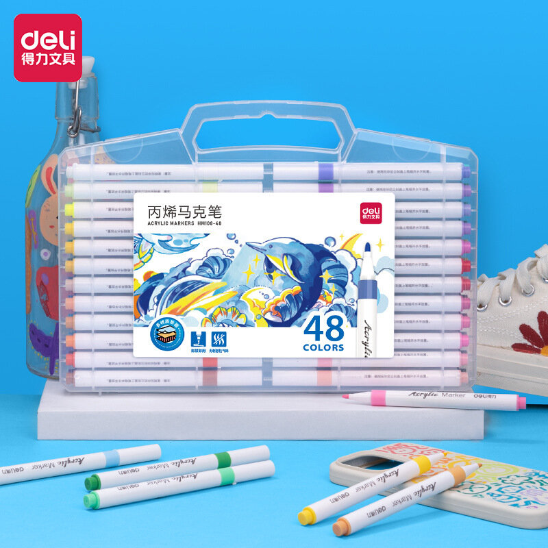 Акриловый маркер Deli HM108, 48 цветов, для детского творчества