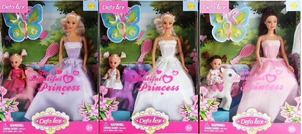 Куклы с лошадкой DEFA Lucy "The Beautiful Princess", 29 и 10 см, с аксессуарами, расческа, сережки