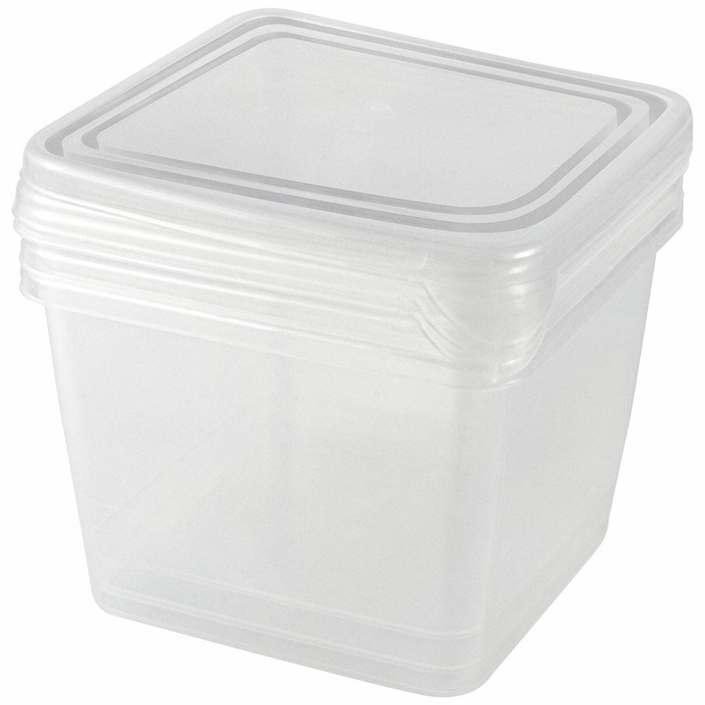 Контейнер для продуктов Plast team "Frozen", для заморозки, пластик, 0,75 л, 115х115х110 см, прозрачный, 3 шт