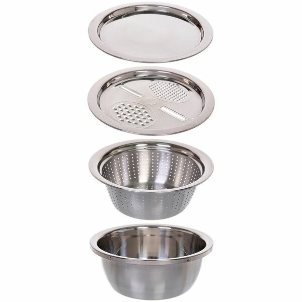 Набор кухонной посуды КНР 4 предмета: Дуршлаг, миска, терка, поднос
