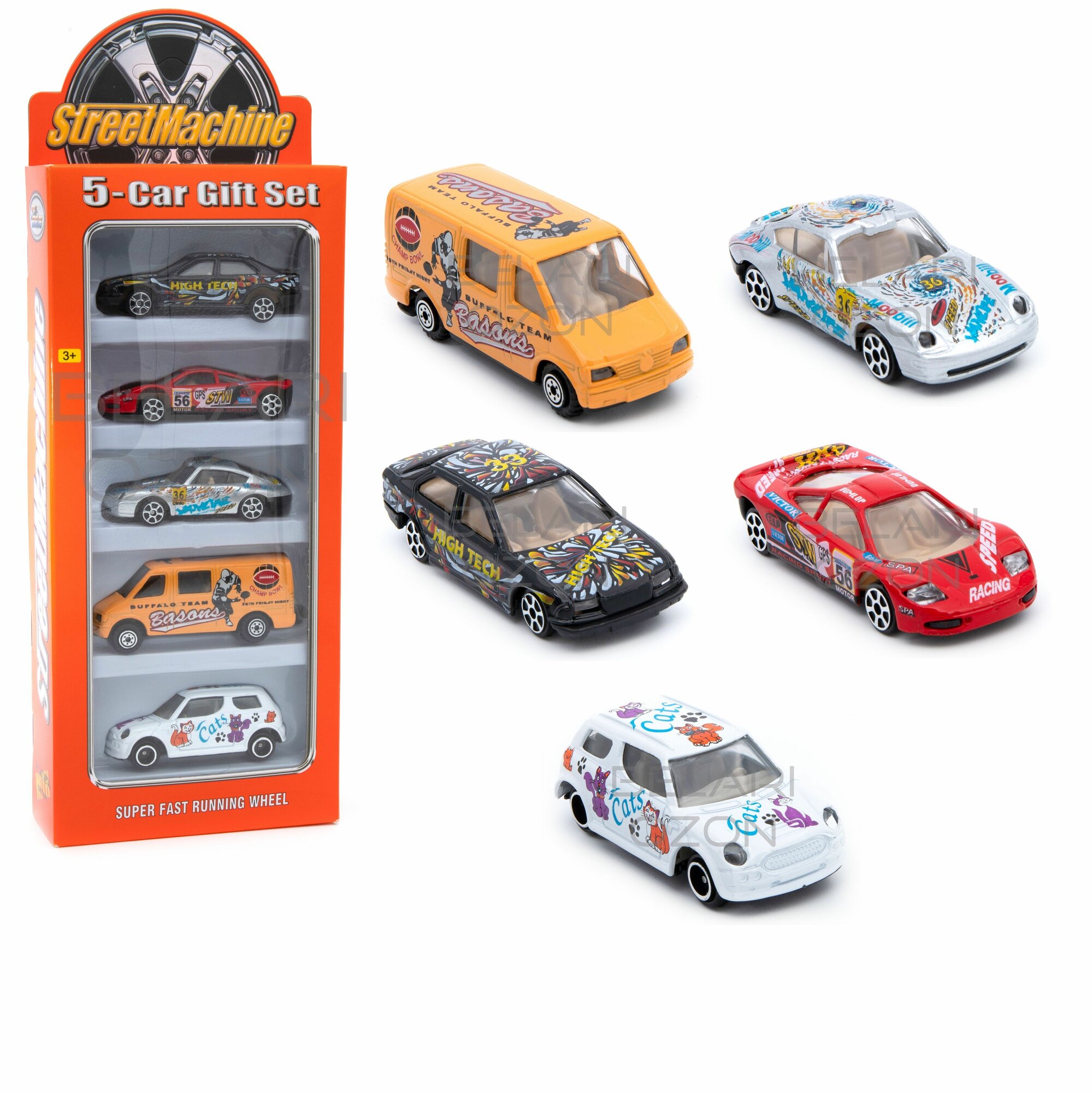 Набор металлических машинок "Street Machine" 7-7,5 см/ набор из 5 машинок