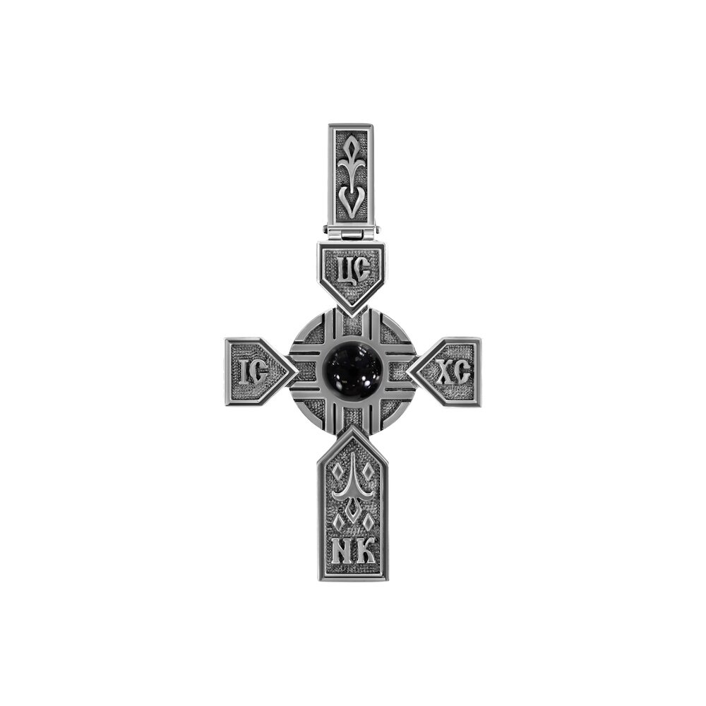 Крестик, серебро, 925 проба, чернение, оникс