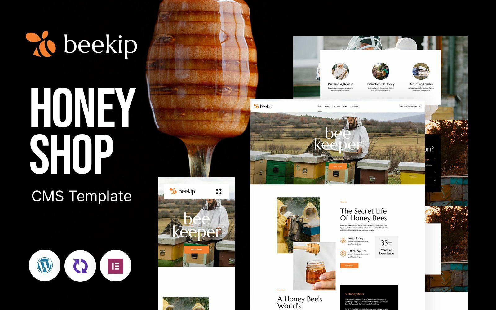 Подарочный сертификат на Шаблон для сайта Вордпресс с демоконтентом Beekip - Honey Farm Multipurpose Responsive WordPress Theme
